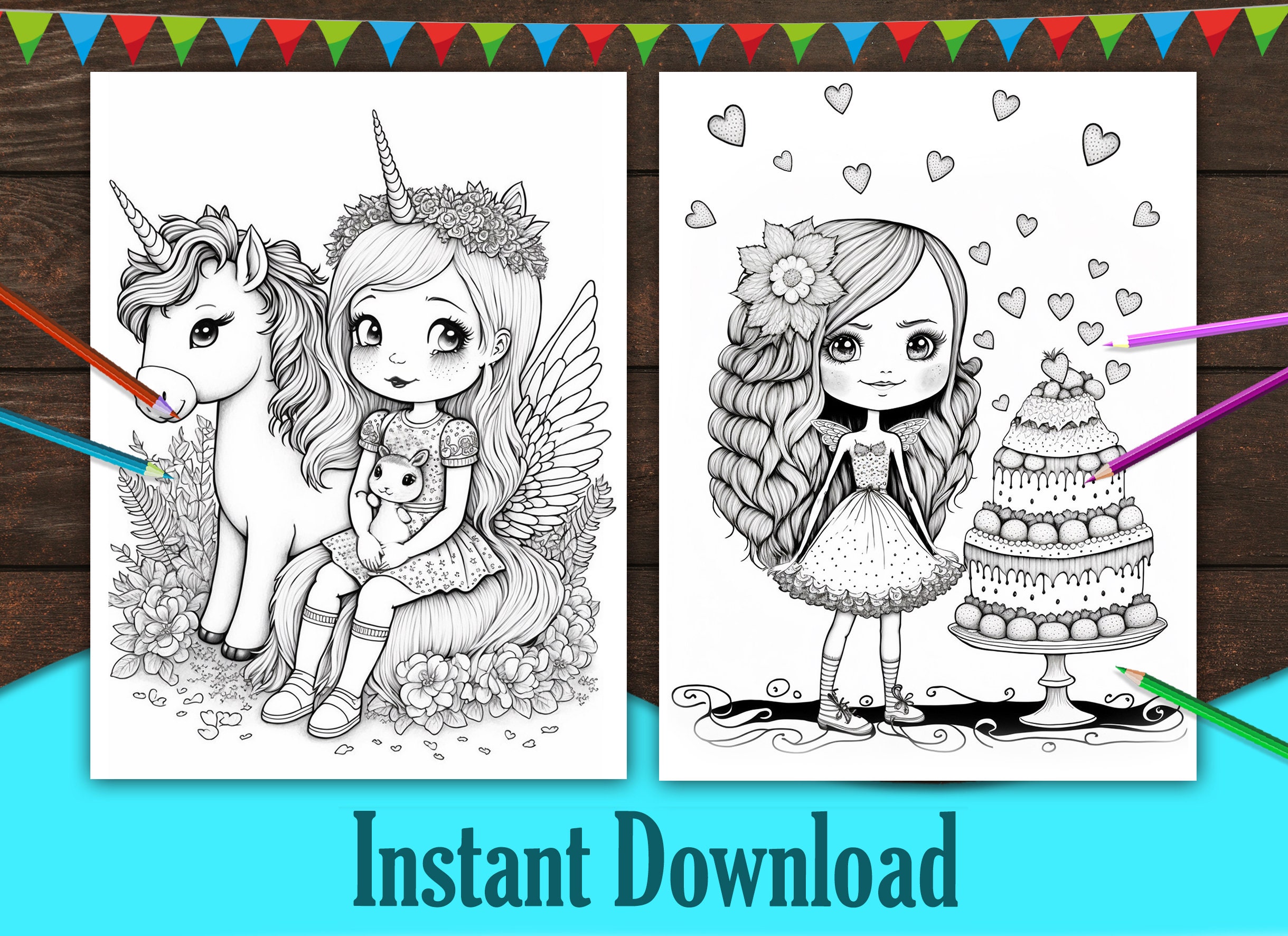 30 Cute Fairies & Cupcakes to Color Sweet Fairy Girls Treats - Etsy