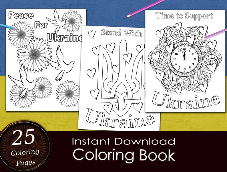 Stand With Ukraine Coloring Book, Support Ukraine, 25 Colouring Sheets ...