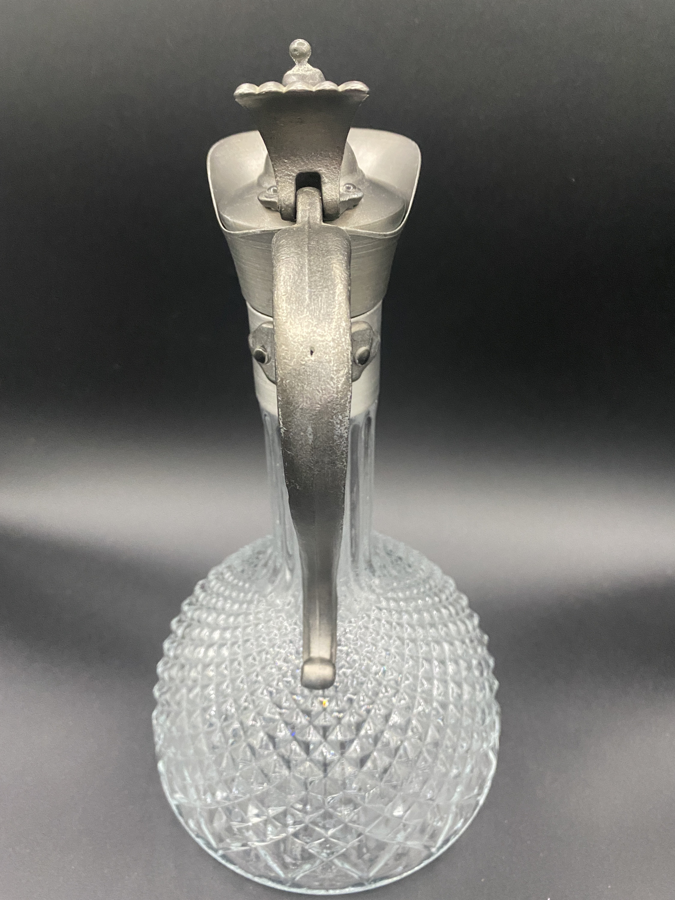 Diamond Pattern Pressed Glass Pitcher/decanter With Ornate - Etsy