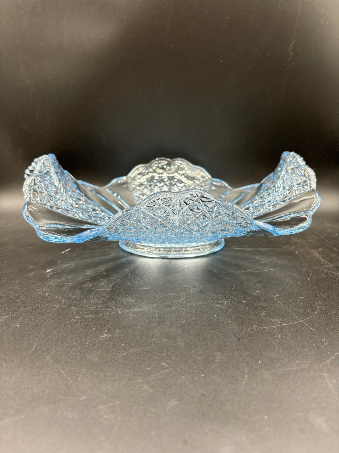 Vintage Fenton ICE BLUE Daisy and Button Centerpiece, Console Bowl - Etsy