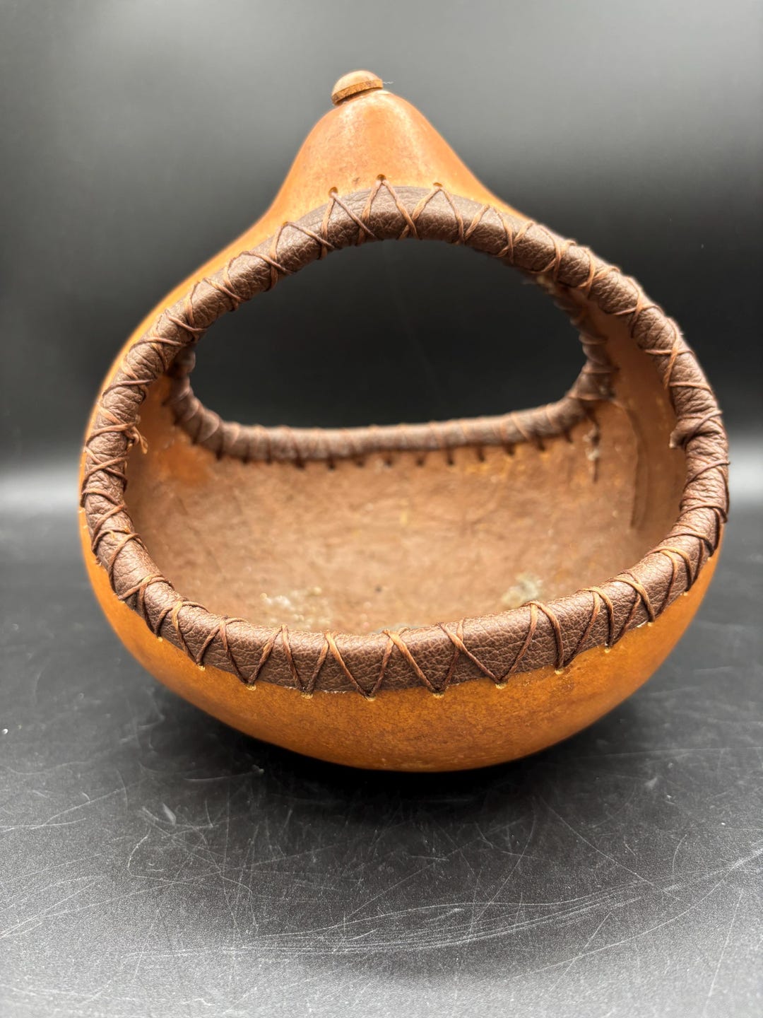 Vintage Handled Gourd Basket, Hand Stitched, Hand Made, Fall ...