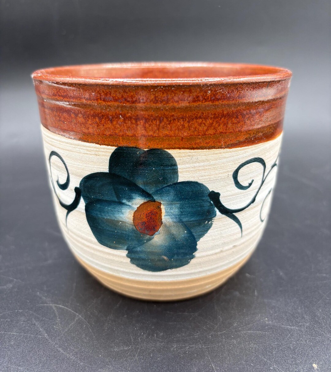 Vintage Planter, Hand Painted, Anahi Japan, Floral, Botanical, Clay ...