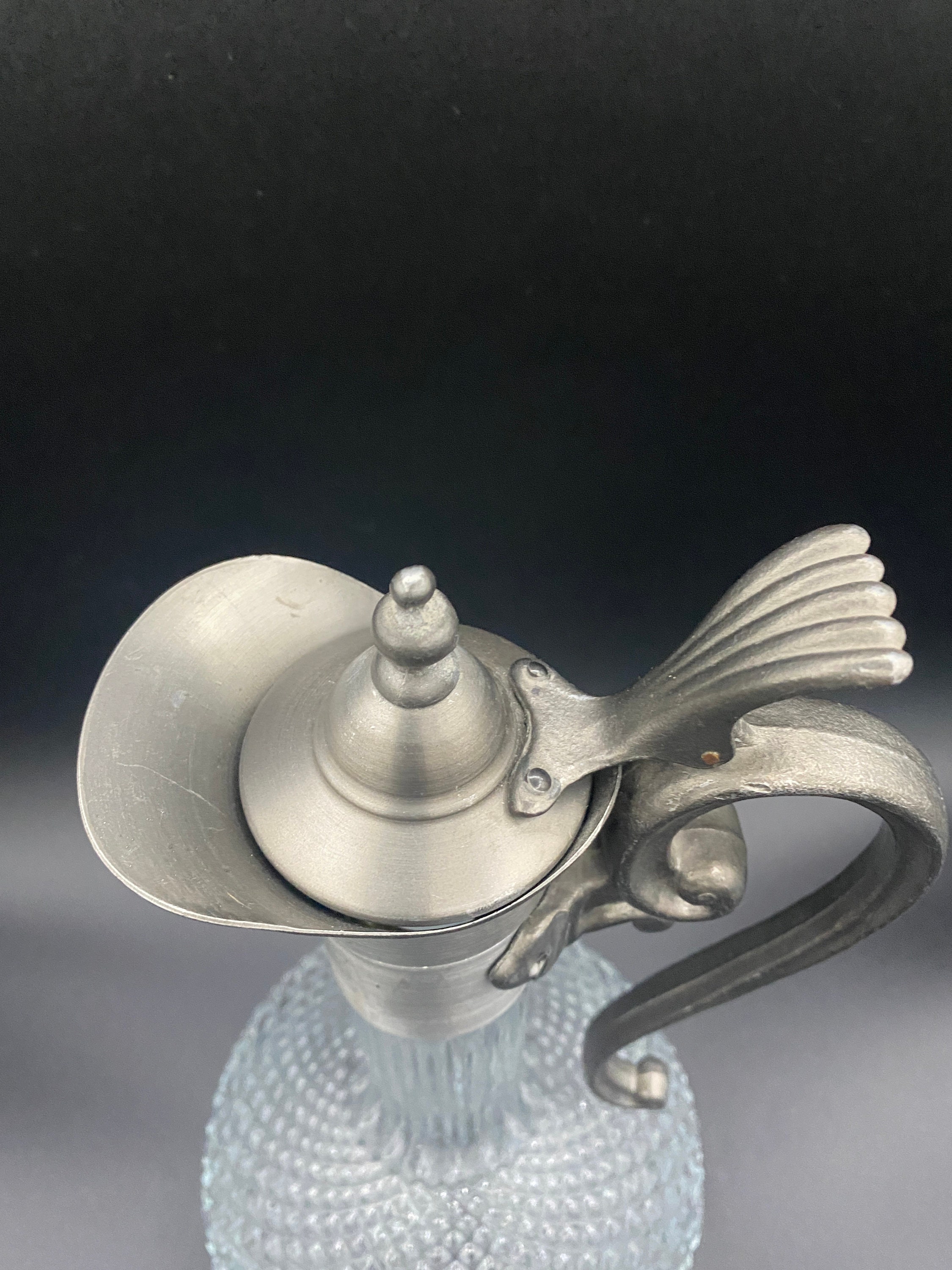 Diamond Pattern Pressed Glass Pitcher/decanter With Ornate - Etsy