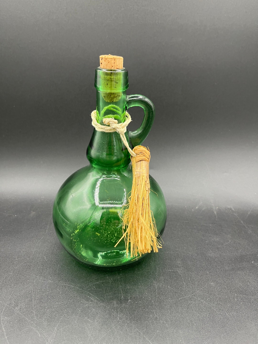 Vintage Italian Vetreria Glass Wine Decanter, Green, Rustic, Small, VE ...