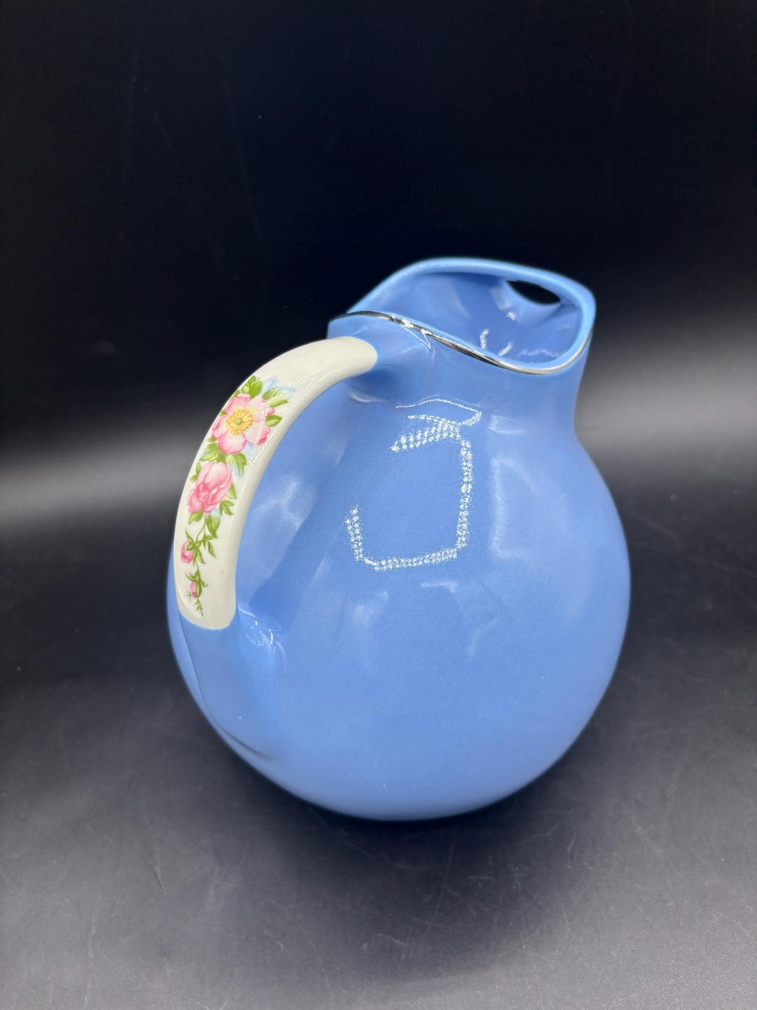 Vintage Hall Blue Ball Jug Pitcher, Rose Parade 1940's or 50's Style ...