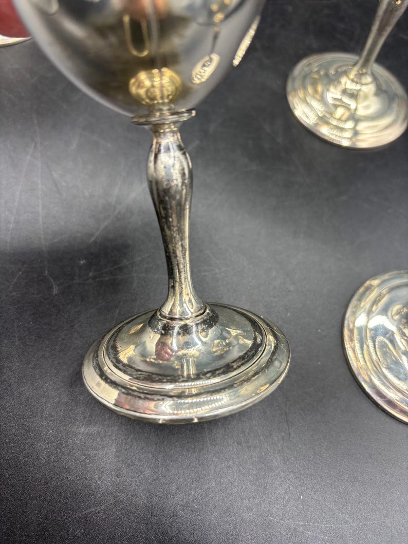 Vintage Set Silver-tone Wine Goblets, Art Deco, Set of 6 - Etsy