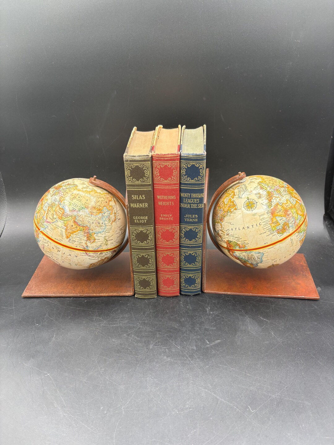 Vintage Globe Bookends, Rustic Metal Bookends, Library - Etsy
