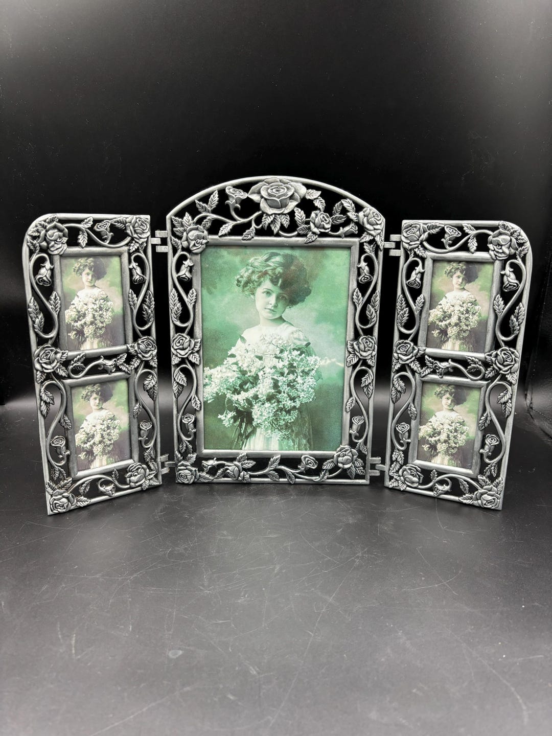 Vintage Three Sided Frame, Tri-fold Picture Frame, Pewter Finish - Etsy