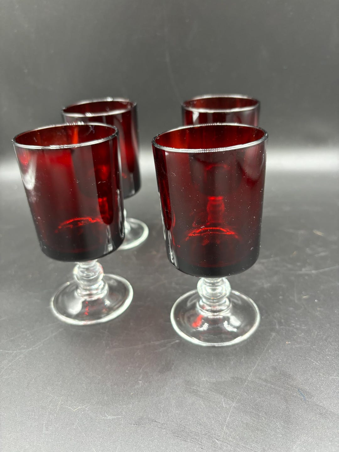 Vintage Ruby Red Arcoroc France Wine Glasses Set of 4 - Etsy