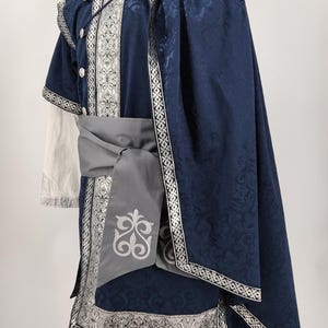 Blue Brocade Cape With Trim Decoration - Reenactment, Cloak, Robe, LARP ...