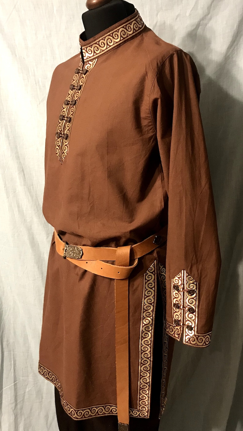 Medieval Men's Tunic, Long Shirt With Trim Decoration - LARP, Fantasy ...