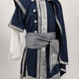 Blue Brocade Cape With Trim Decoration - CAPE ONLY - Reenactment, Cloak ...