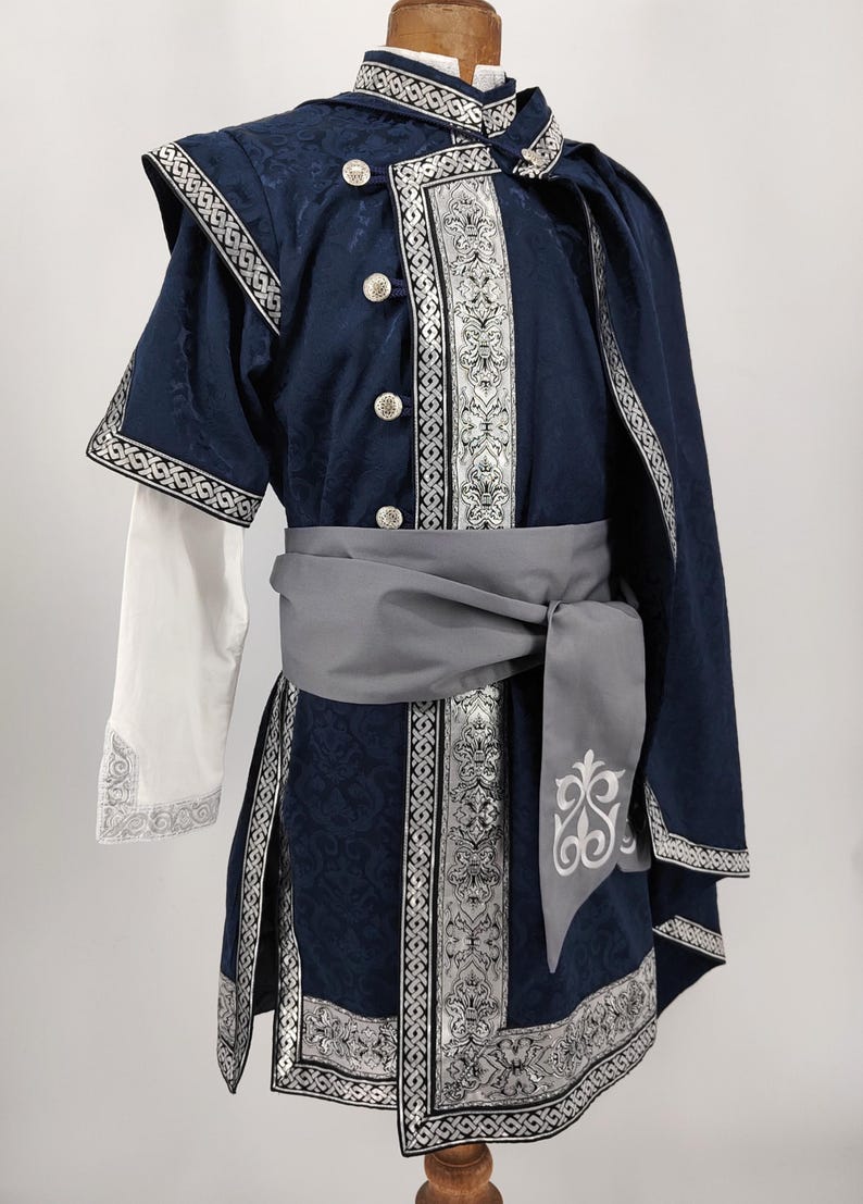 Blue Brocade Cape With Trim Decoration - CAPE ONLY - Reenactment, Cloak ...