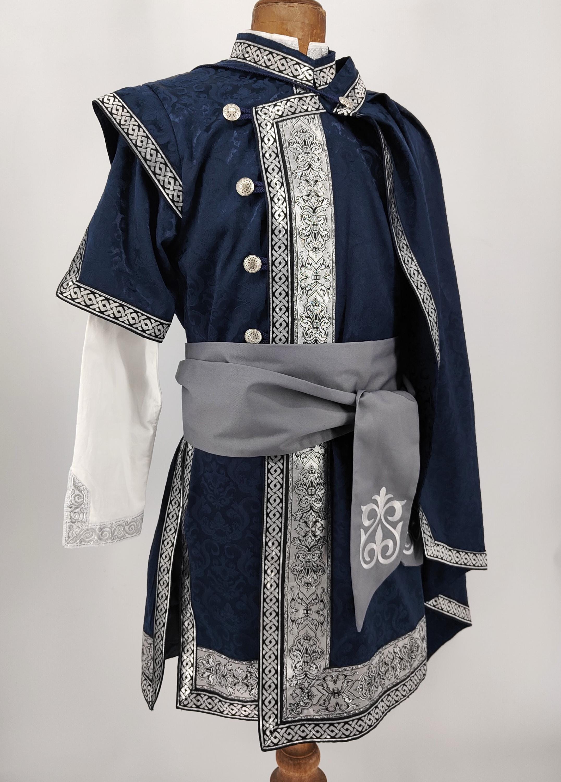 Blue Brocade Cape With Trim Decoration - CAPE ONLY - Reenactment, Cloak ...