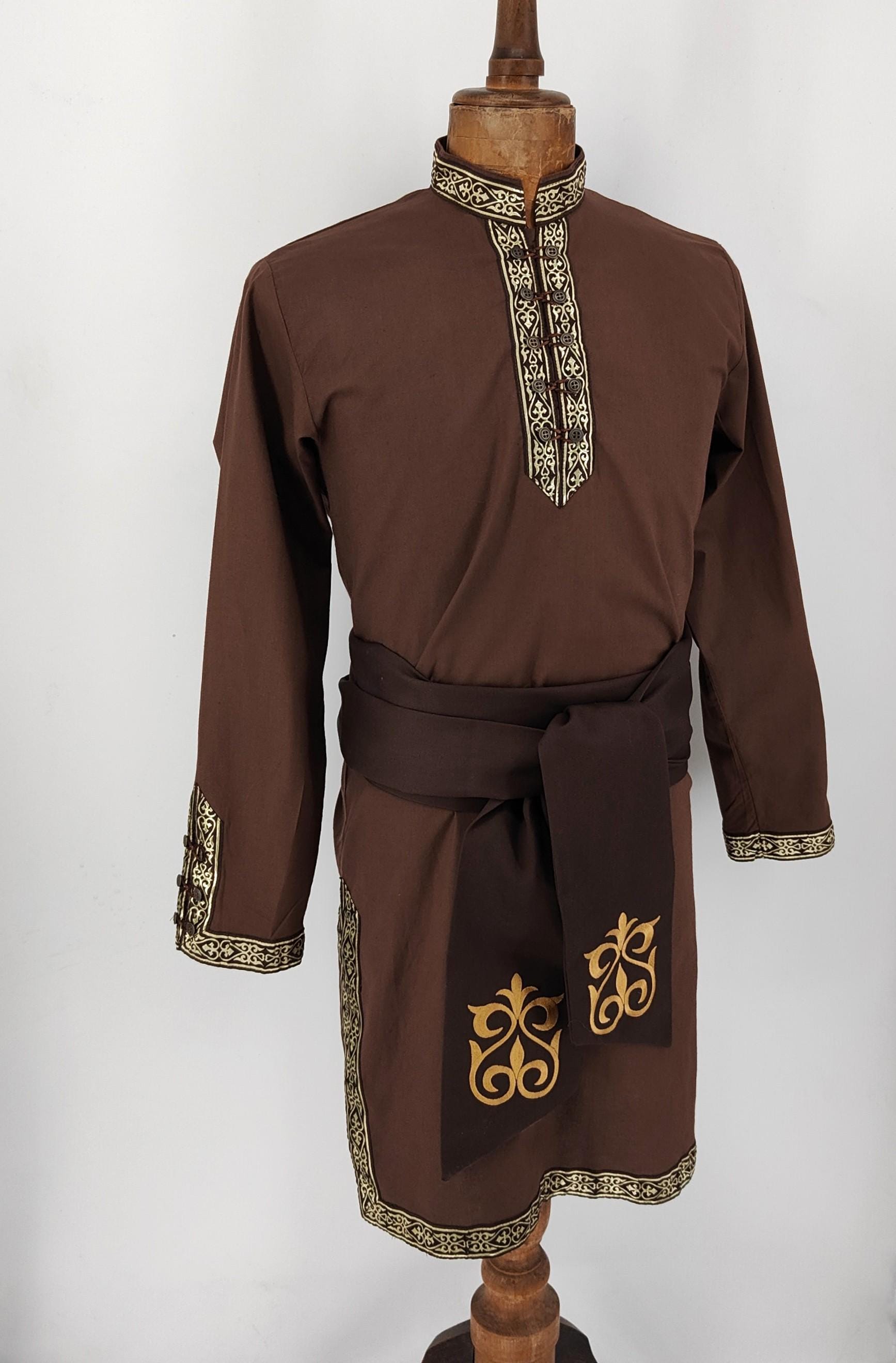 Medieval Men's Tunic, Long Shirt With Trim Decoration - LARP, Fantasy ...