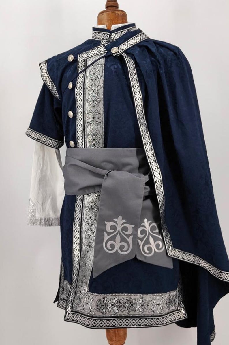 Blue Brocade Cape With Trim Decoration - CAPE ONLY - Reenactment, Cloak ...