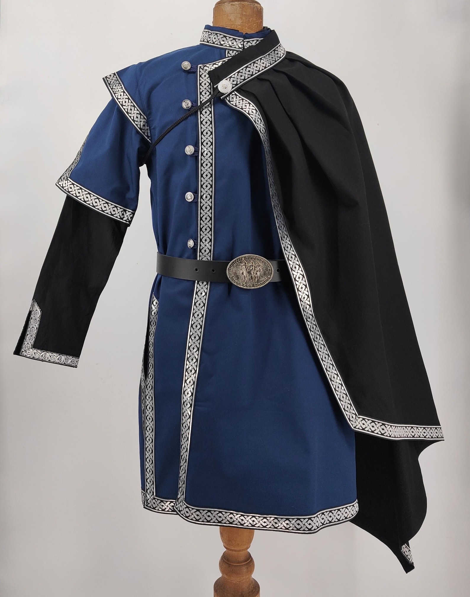 Blue Brocade Cape With Trim Decoration - CAPE ONLY - Reenactment, Cloak ...