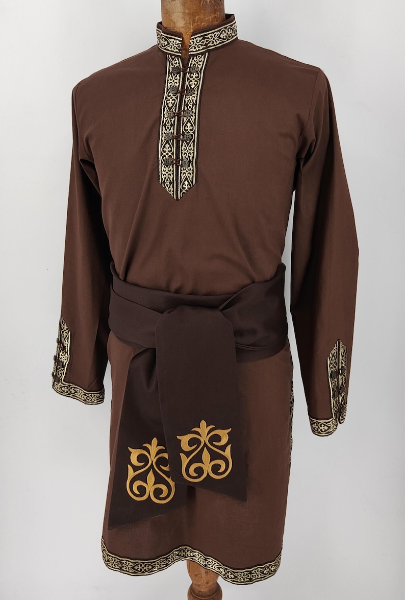 Medieval Men's Tunic, Long Shirt With Trim Decoration - LARP, Fantasy ...