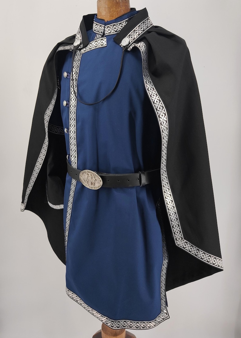Blue Brocade Cape With Trim Decoration - CAPE ONLY - Reenactment, Cloak ...