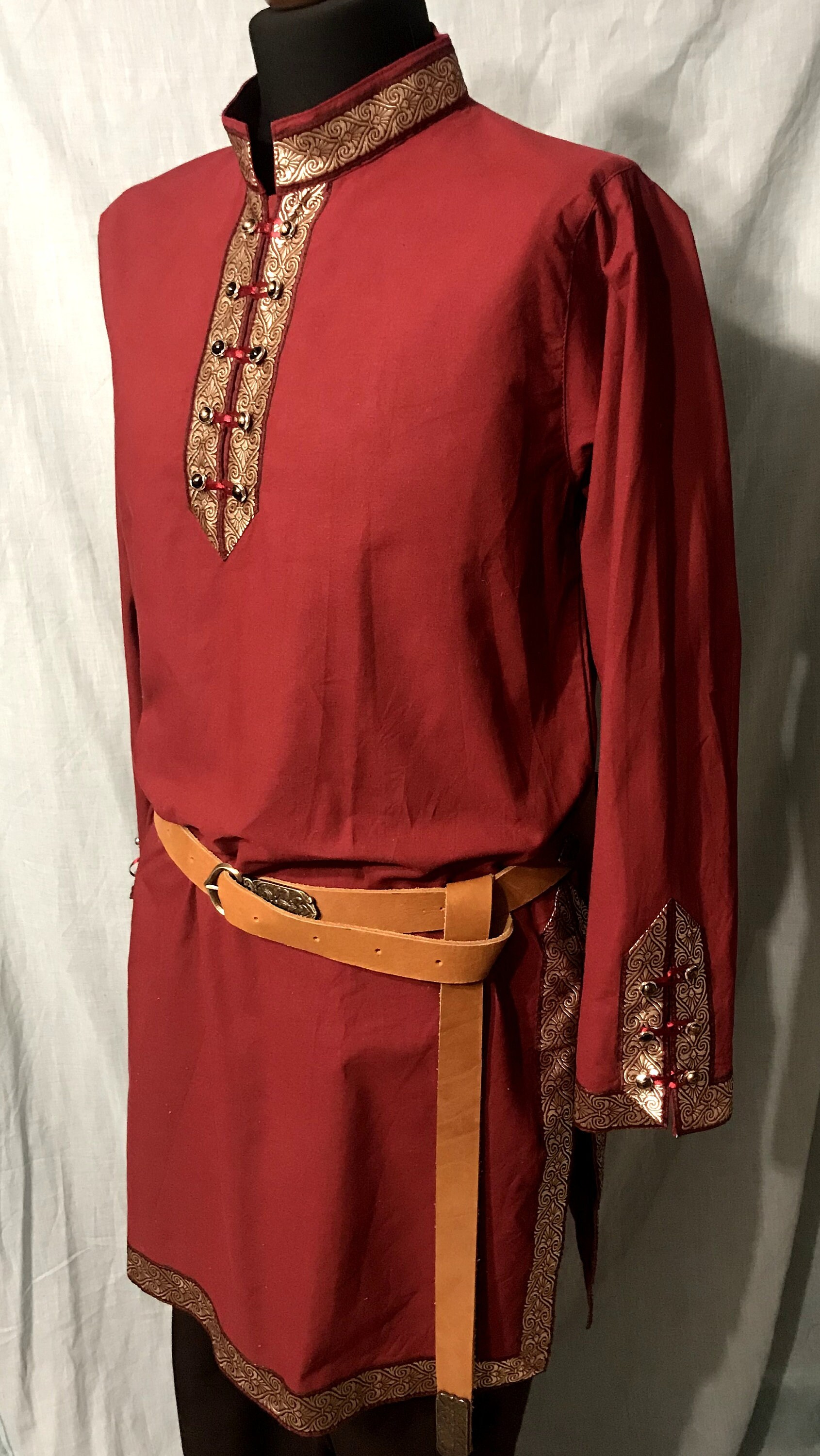 Medieval Men's Tunic, Long Shirt With Trim Decoration - LARP, Fantasy ...