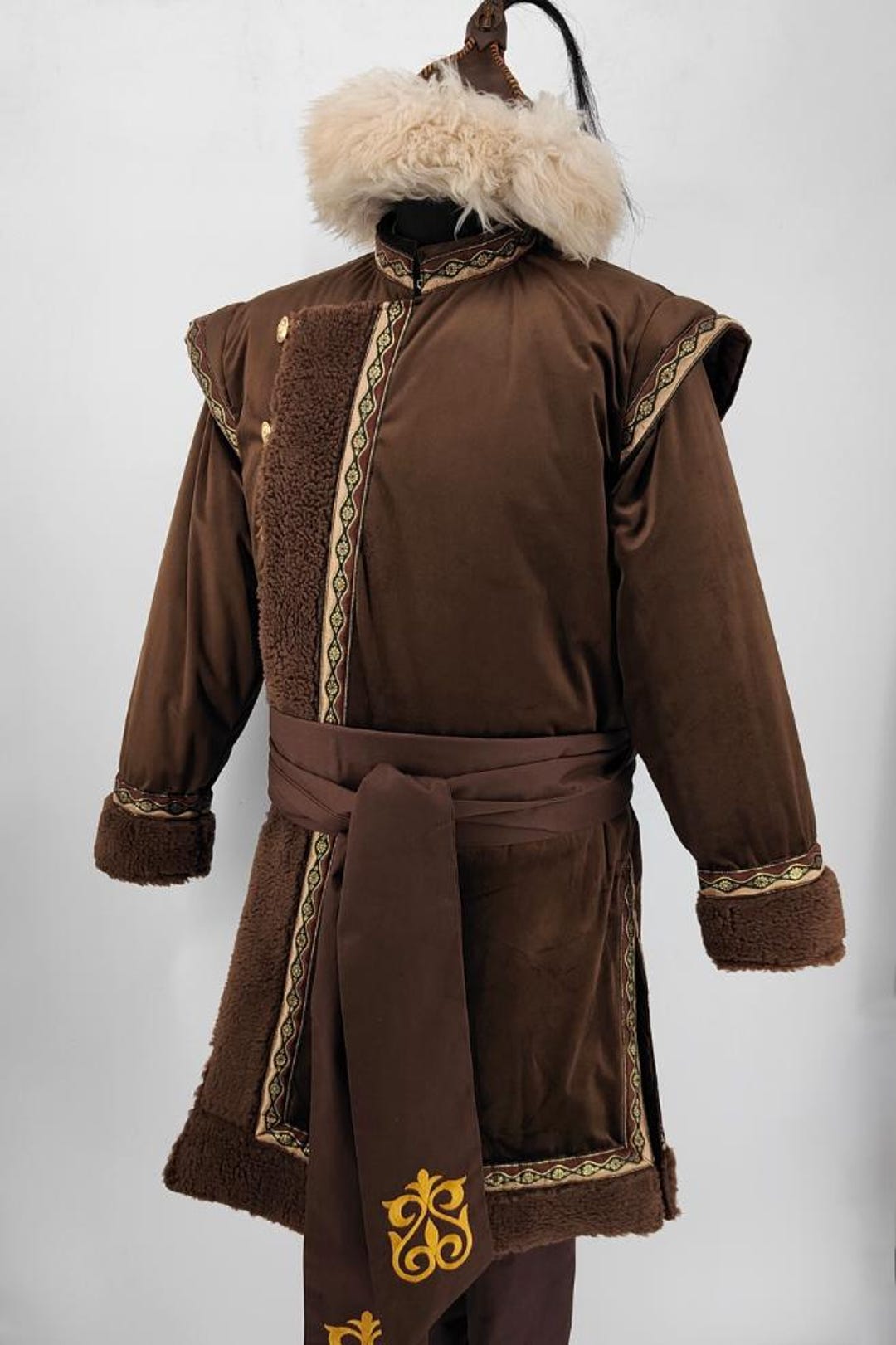 Handmade Winter Mongolian-style Kaftan - Velvet Coat With Cotton Lining ...
