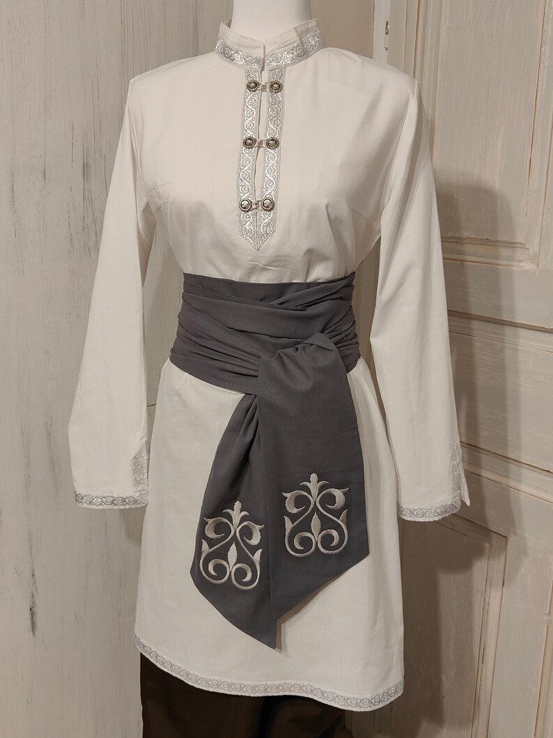 White Tunic for Women With Silver or Gold Trim Decoration - Long Shirt ...