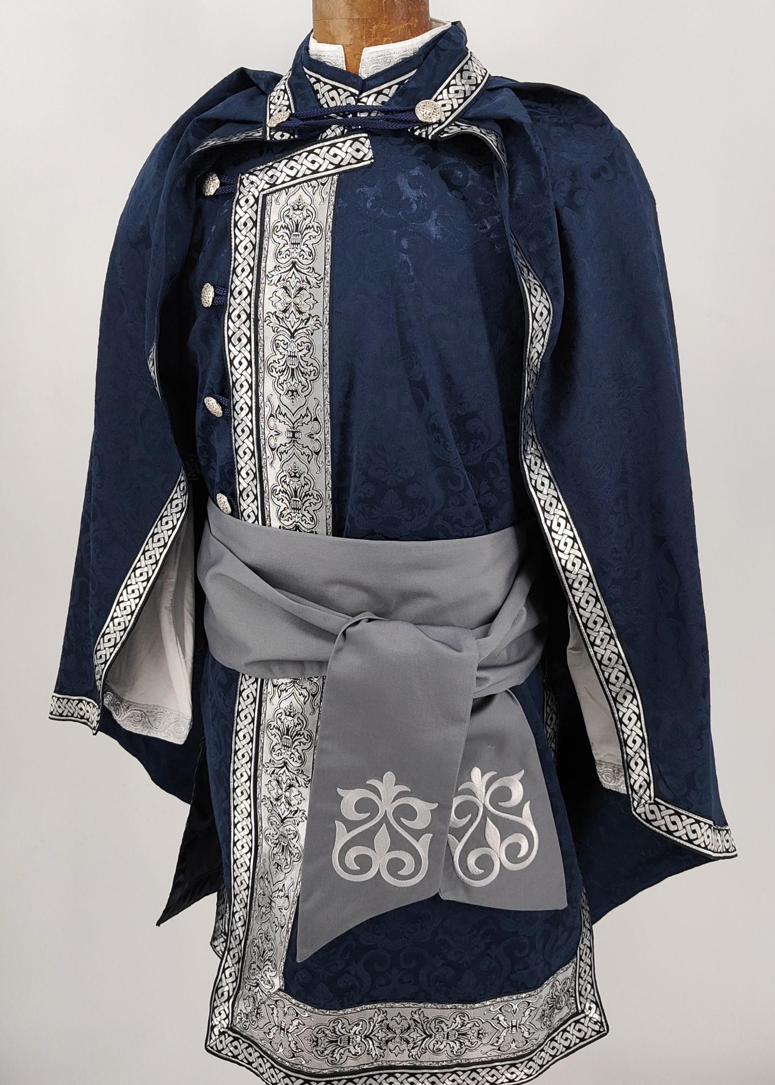 Blue Brocade Cape With Trim Decoration - CAPE ONLY - Reenactment, Cloak ...