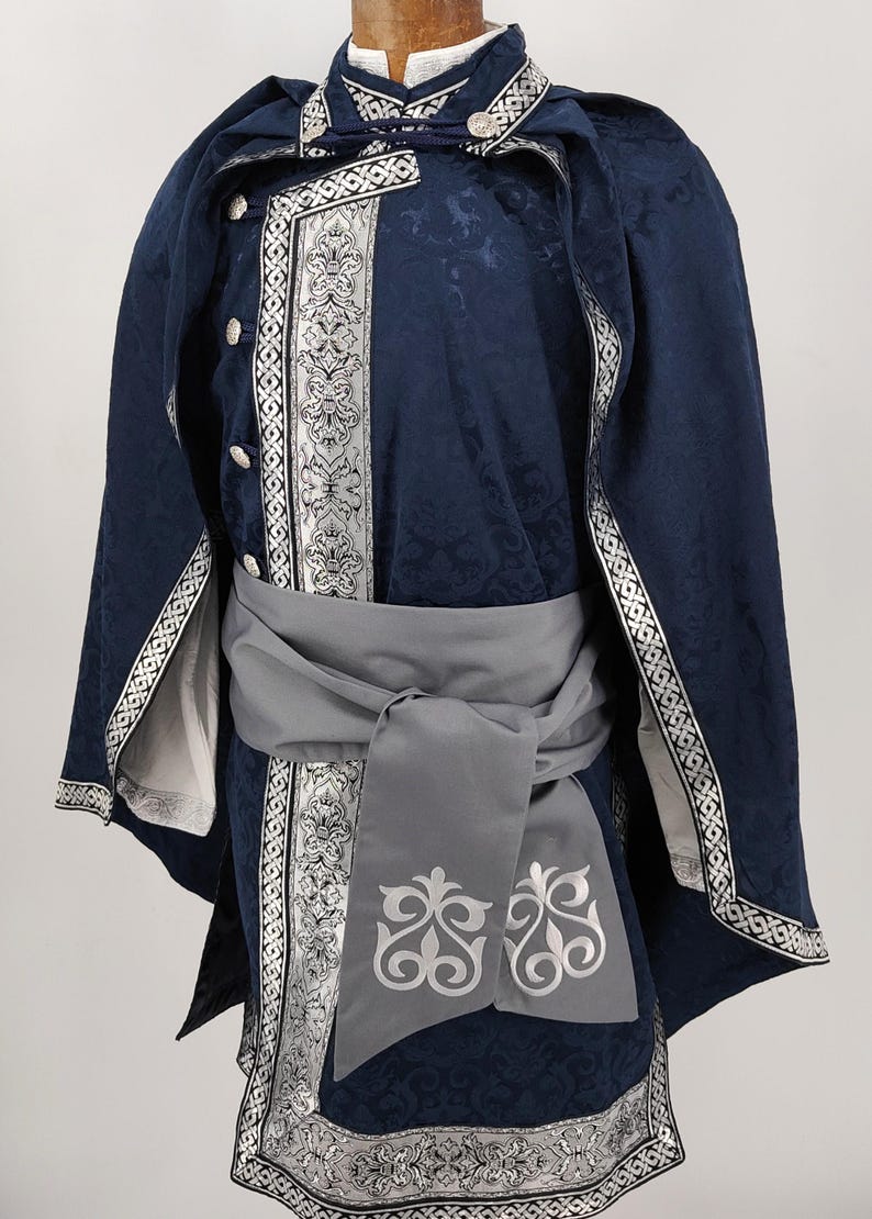 Blue Brocade Cape With Trim Decoration - CAPE ONLY - Reenactment, Cloak ...
