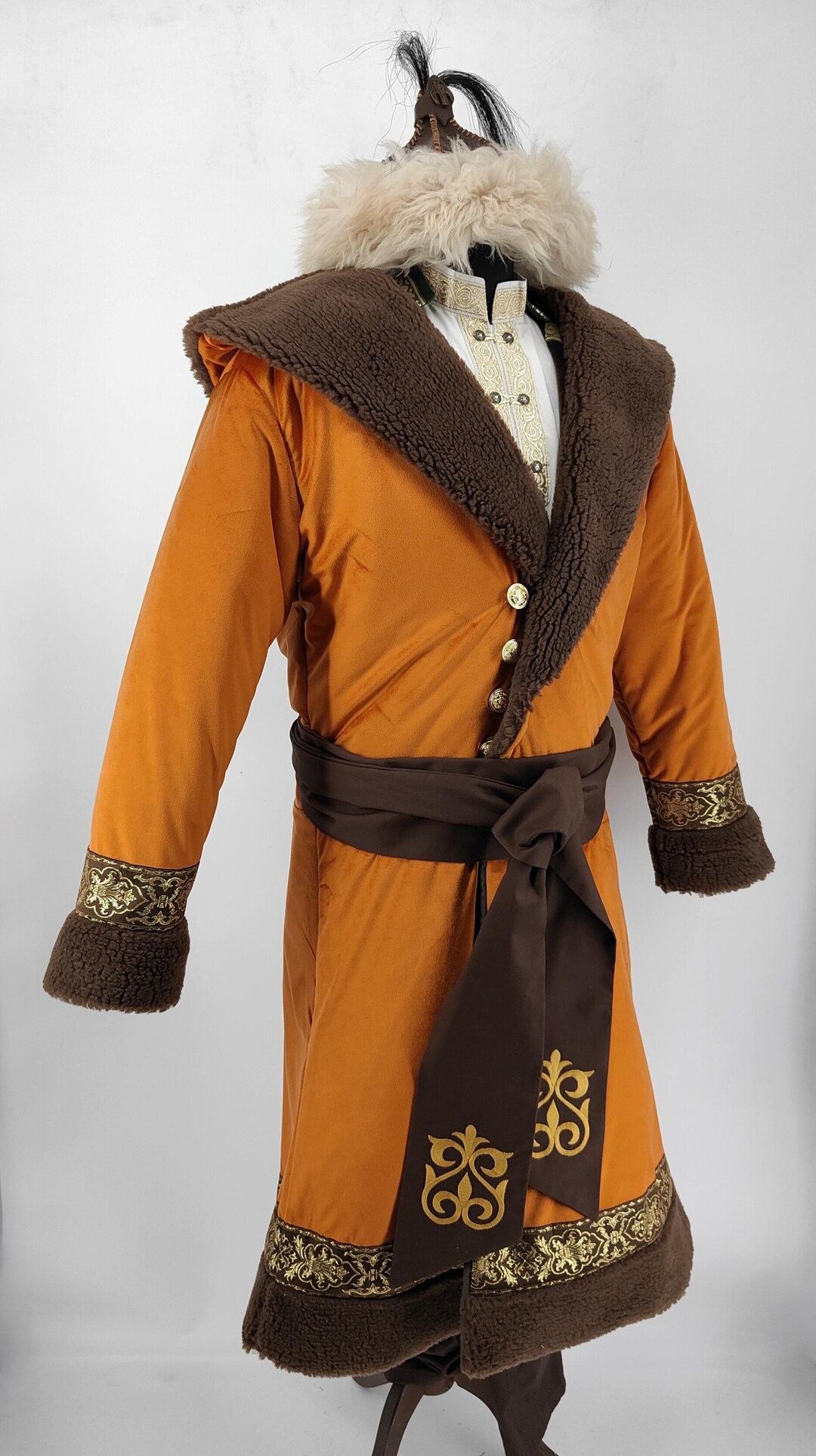 Warm Rust Orange Velvet Winter Kaftan – Lined Holland Velvet Coat With ...