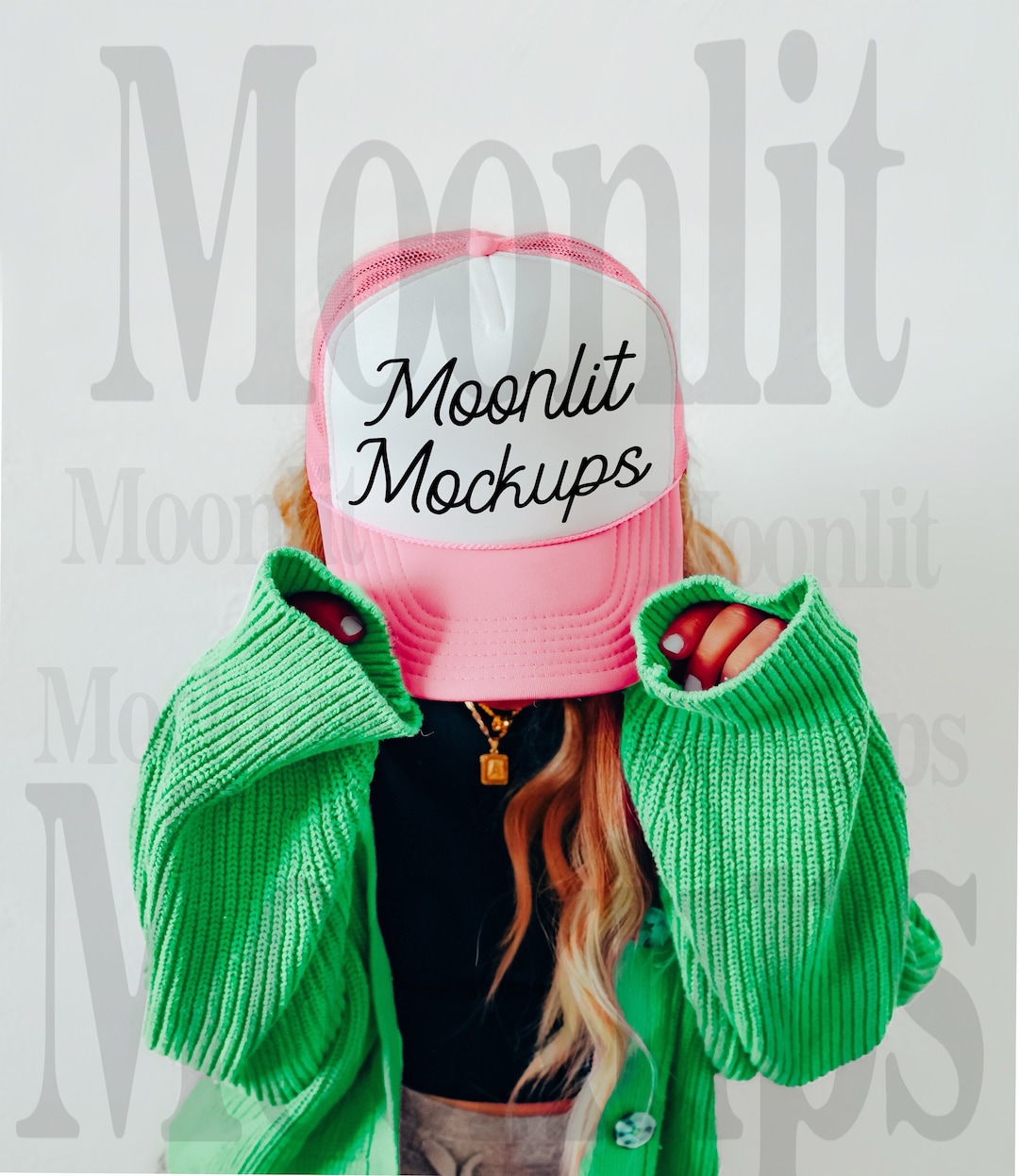 OTTO Cap Mockup - Soft Pink Trucker Baseball Caps Mockup - OTTO Cap 39 ...