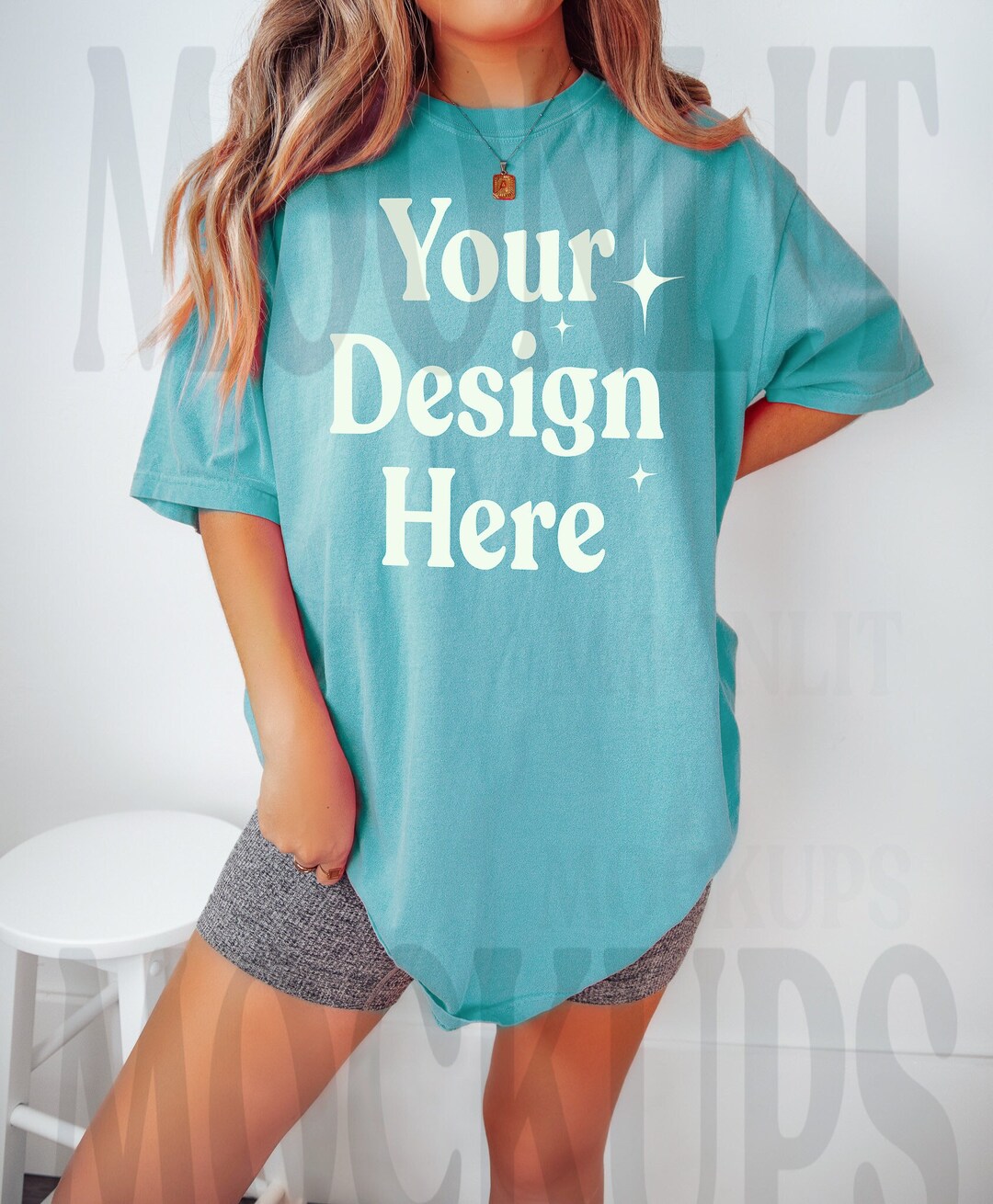 Comfort Colors C1717 Chalky Mint Shirt Mockup Oversized Mockup Chalky ...