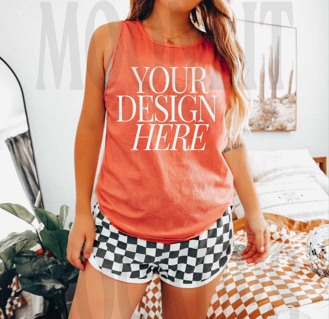 Comfort Colors 9360 Bright Salmon Tanktop- 9360 Mockup - Bright Salmonmockup - Studio Mockup ...