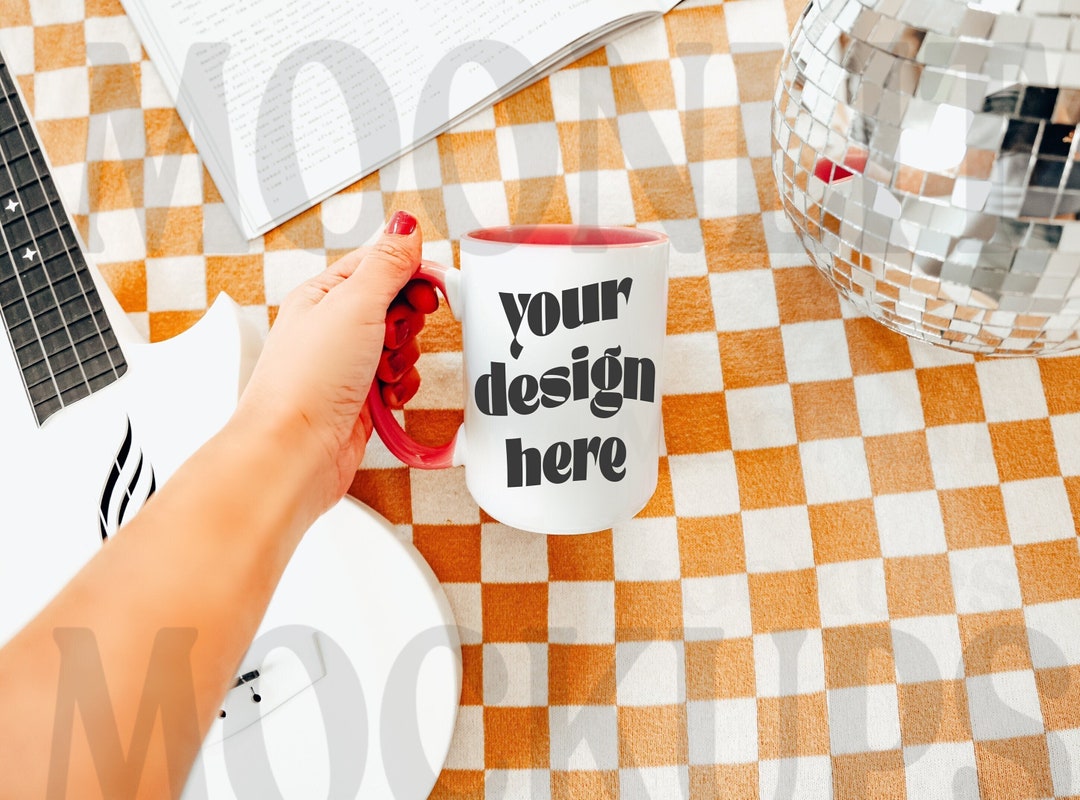 Mug Mockup - 15oz Pink Accent Coffee Mug Mockup - Pink Mug Mockup ...