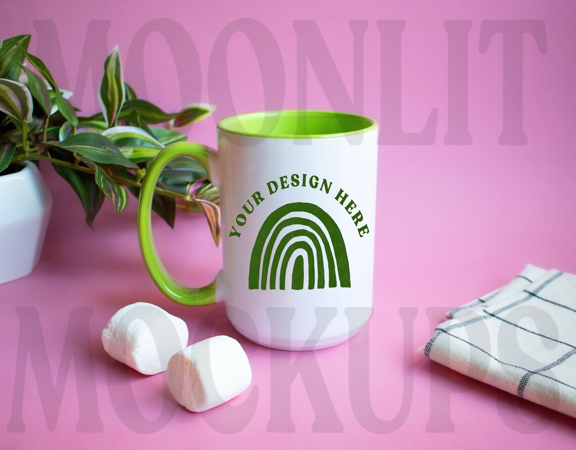 Light Green Handle Mug Mockup: 15oz Coffee Mug (digital File) - Etsy