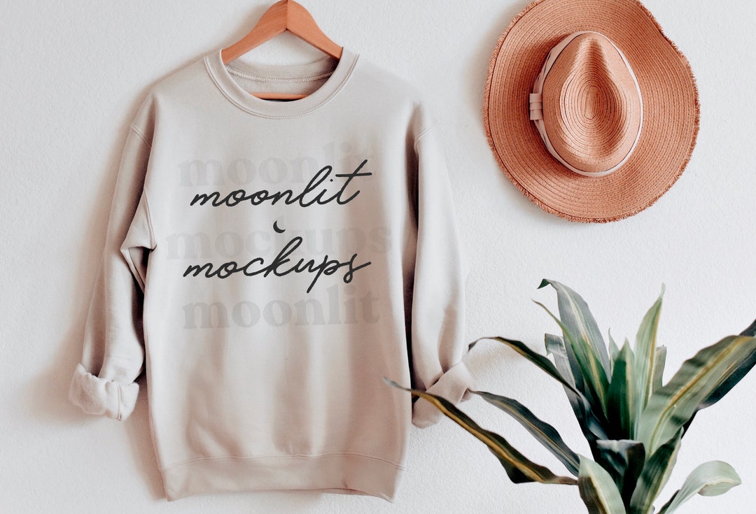 Gildan 18000 Sweatshirt Mockup - Sand Color - Digital Photos - Heavy ...