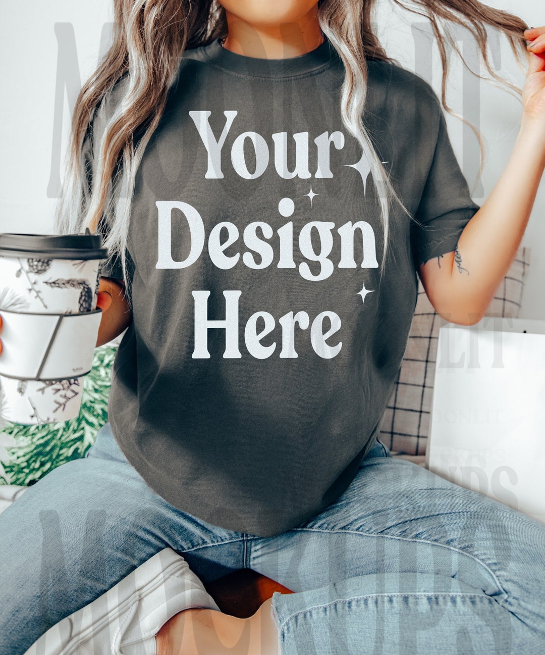 Comfort Colors 1717 Pepper Shirt Mockup - Moonlit Mockups - Etsy