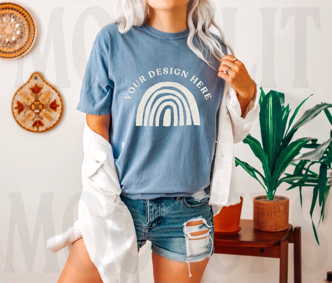 Comfort Colors 1717 Blue Jean Shirt - Unisex Size Chart- Blue Jean ...