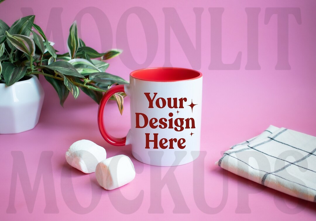 Red Handle Mug Mockup: 11oz Coffee Mug, Studio Scene (digital File) - Etsy