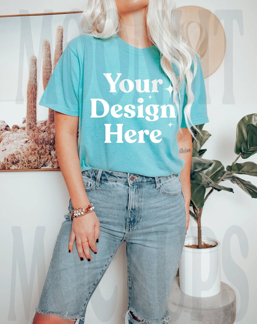 Comfort Colors C1717 Chalky Mint Shirt Mockup Oversized Mockup Chalky ...