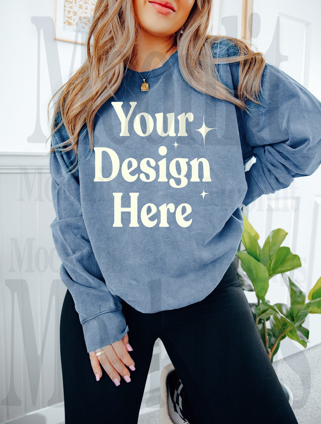 Comfort Colors 1466 Blue Jean Sweatshirt Mockup - Etsy