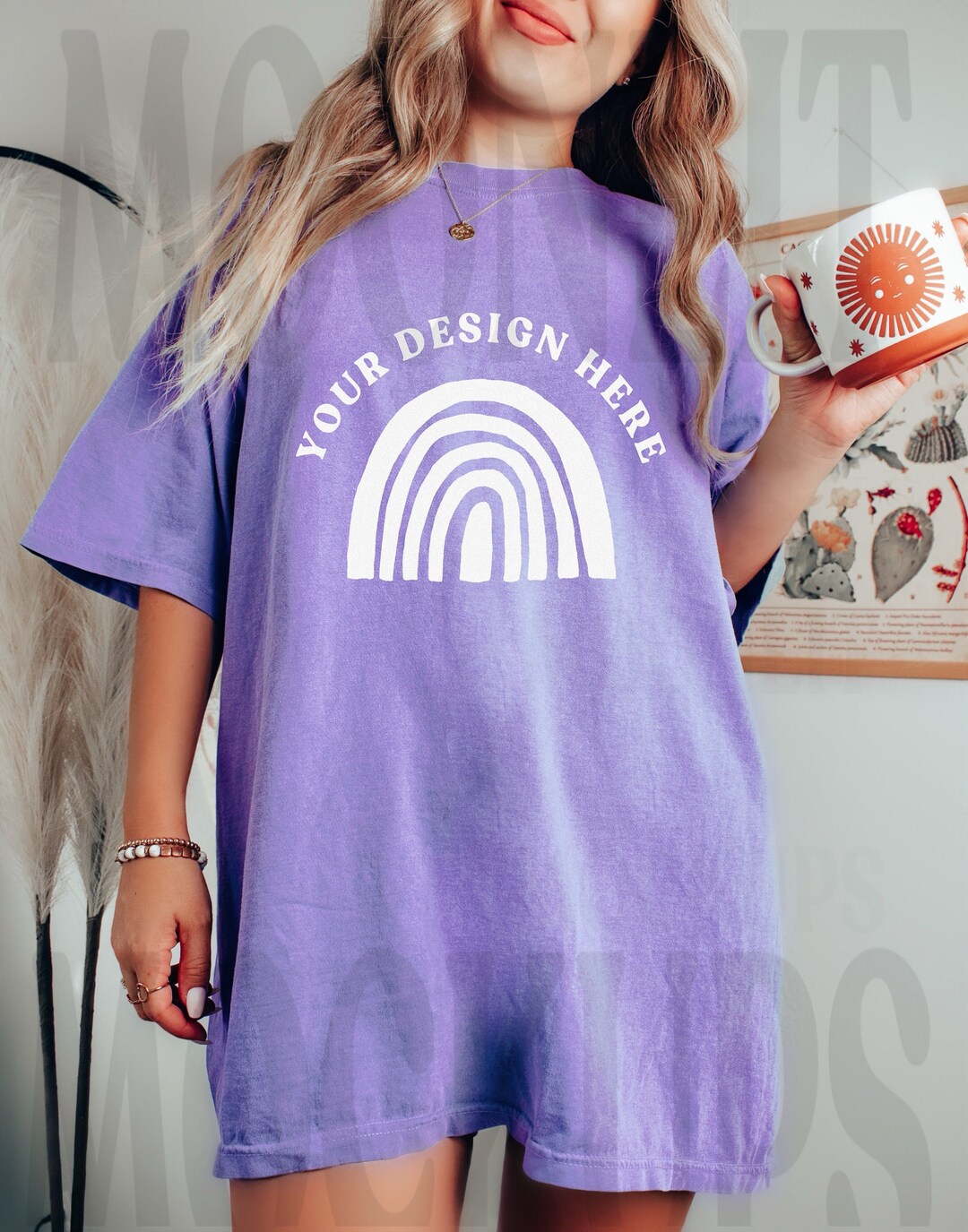 Comfort Colors 1717 Violet Shirt Mockup - Oversized T-shirt (digital ...
