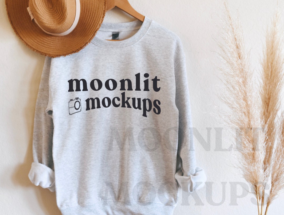 Gildan 18000 Sweatshirt Mockup - Ash Color - Digital Photos - Heavy ...