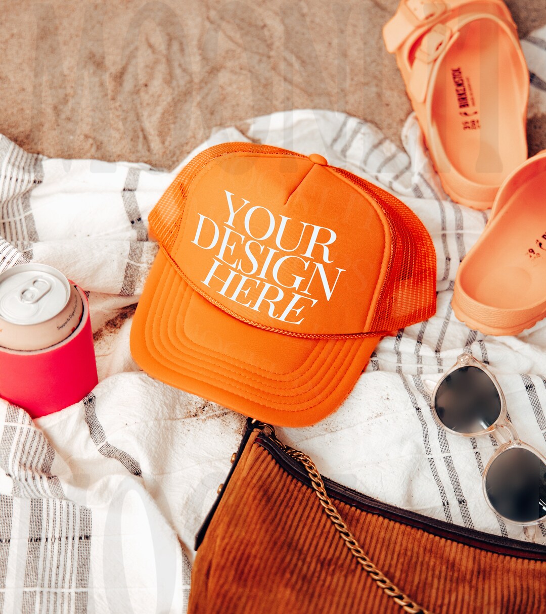 OTTO Hat Mockup - Neon Orange Trucker Hat - Hat Mockup - OTTO Cap 39 ...