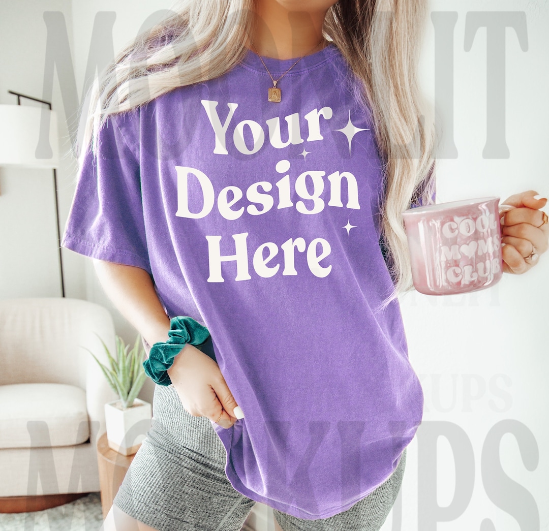 Comfort Colors 1717 Violet Shirt Mockup - Oversized Mockup - Violet ...