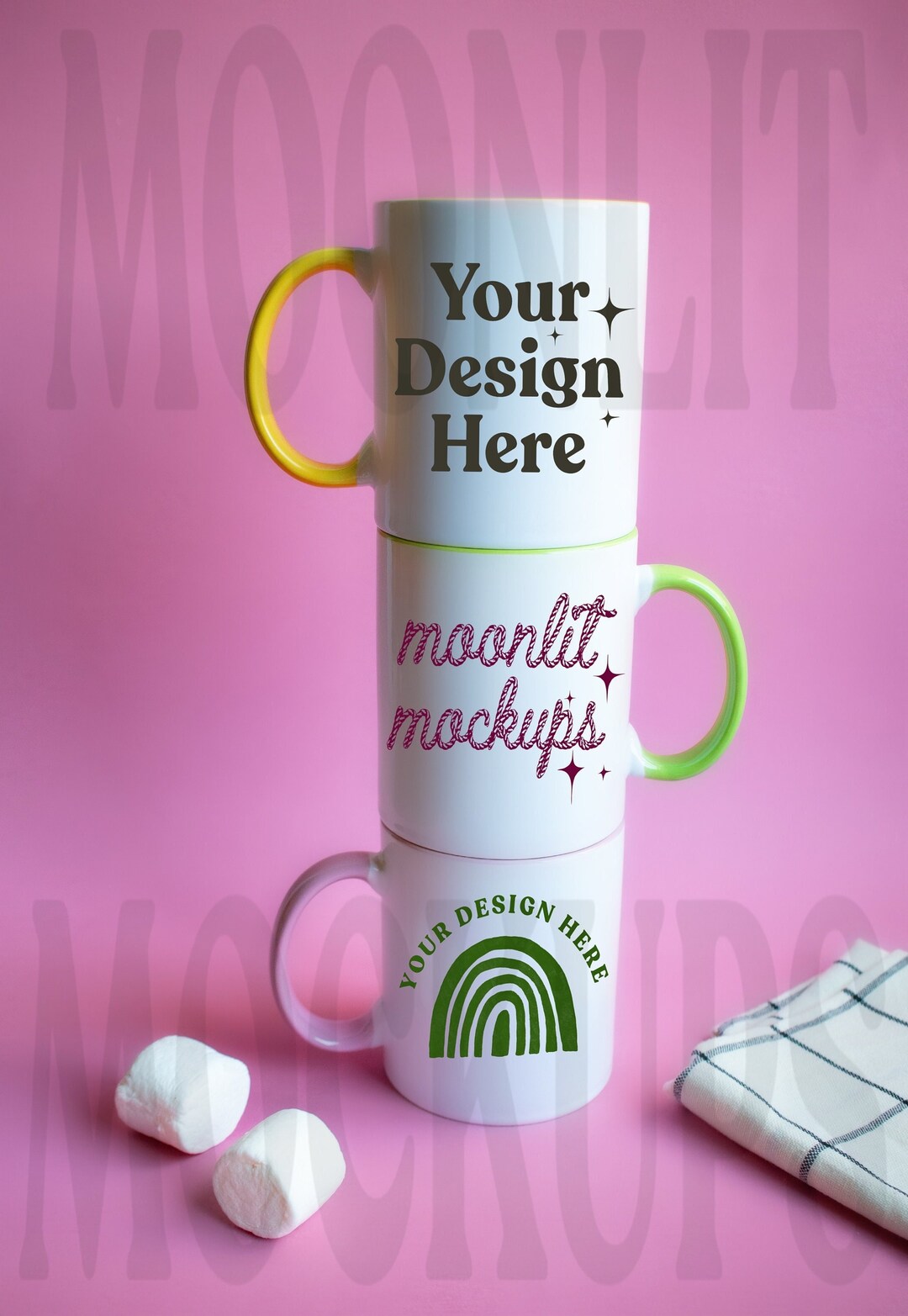 Pink Color Handle Mug - Yellow Color Handle Mug - Green Color Handle ...