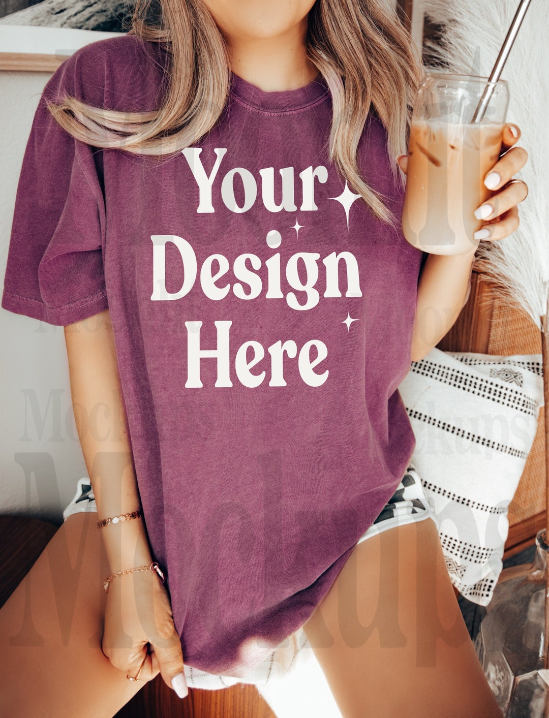 Comfort Colors 1717 Berry Shirt Mockup - Studio Model Mockup - Etsy