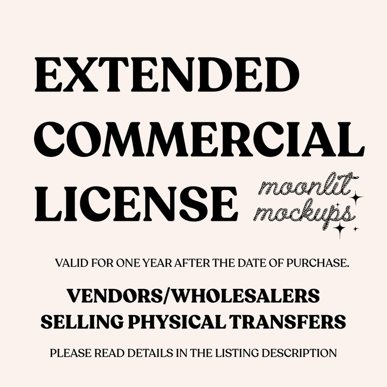 One Year Extended Commercial License Wholesale and Vendor - Etsy