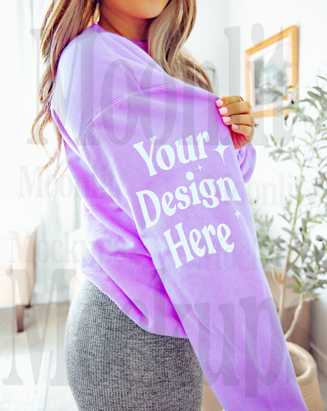 Comfort Colors 1466 Neon Violet Mockup Comfort Colors Sweatshirt Mockup ...