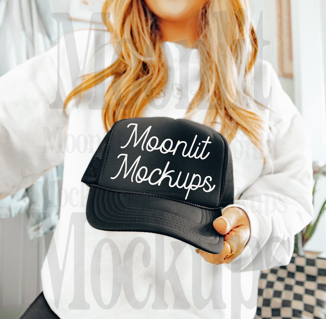 OTTO Cap Mockup - Black Trucker Baseball Caps Mockup - OTTO Cap 39-169 ...