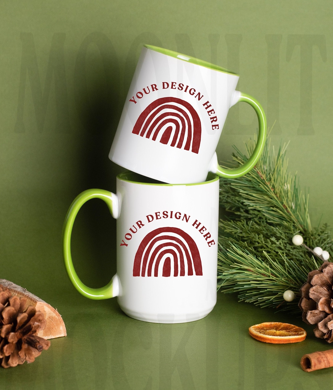 Mug Mockup - Light Green Accent Mug Mockup - 11oz and 15oz Coffee Mug ...